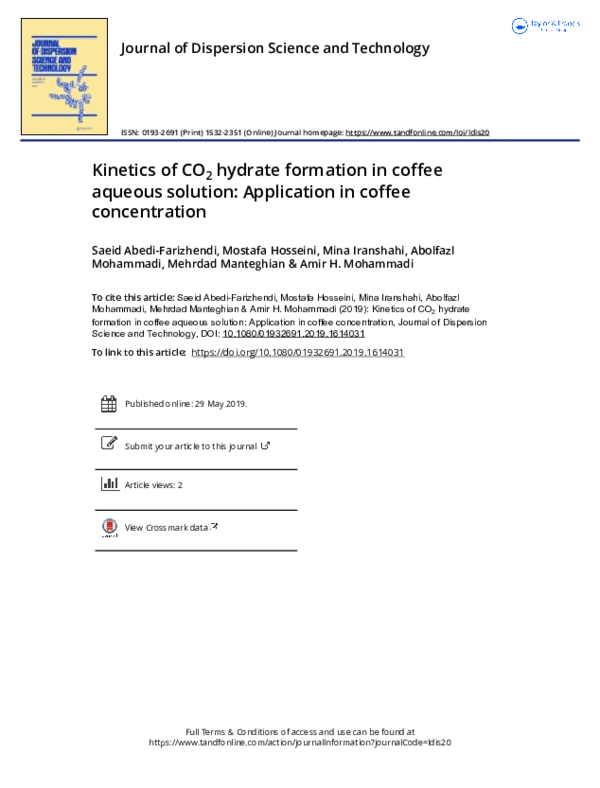 (PDF) Kinetics of CO2 hydrate formation in coffee aqueous solution ...
