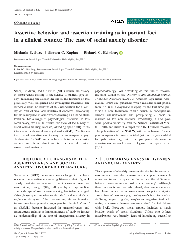 (PDF) Assertive behavior and assertion training as important foci in a ...