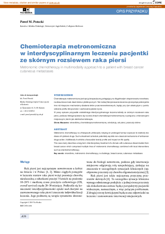 (PDF) Metronomic chemotherapy in multimodality approach to a patient ...