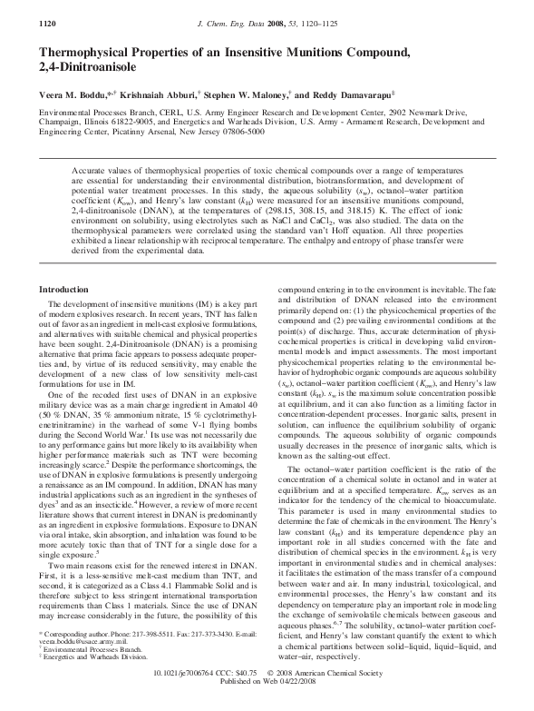 (PDF) Thermophysical Properties of an Insensitive Munitions Compound, 2 ...