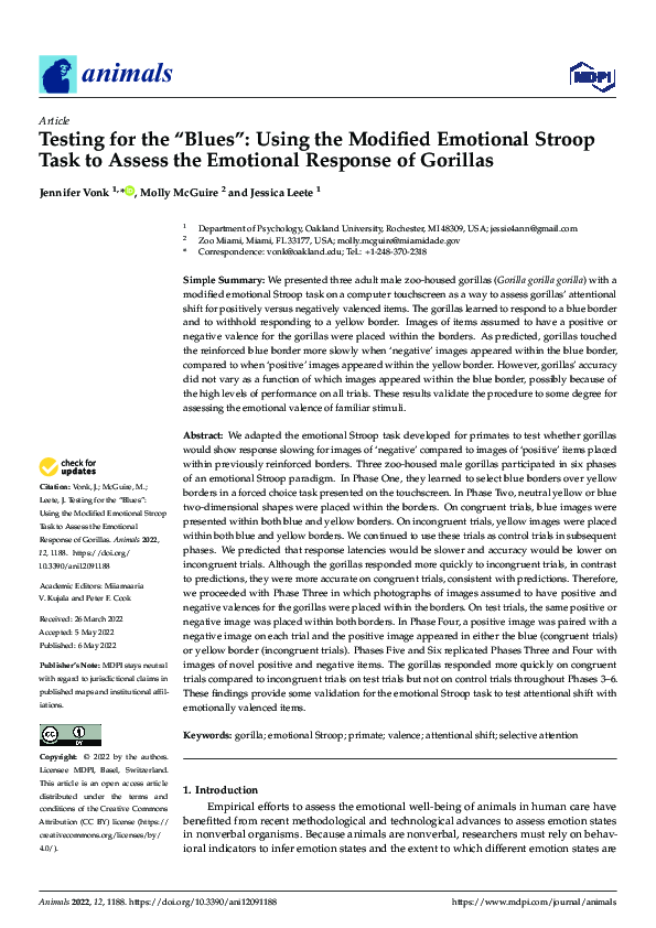 (PDF) Testing for the “Blues”: Using the Modified Emotional Stroop Task ...