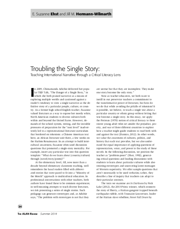 (PDF) Troubling the Single Story: Teaching International Narrative ...