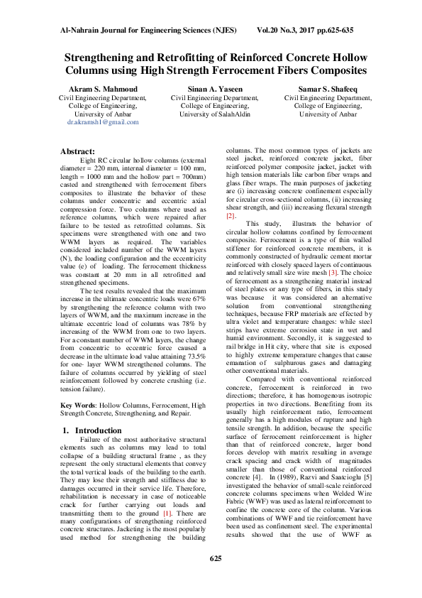 (PDF) Strengthening and Retrofitting of Reinforced Concrete Hollow Columns using High Strength ...
