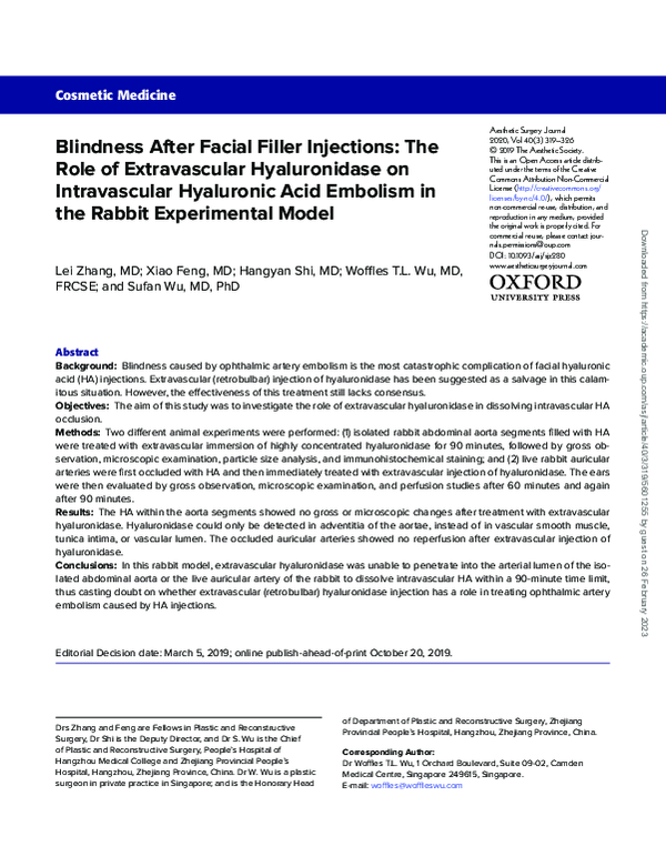 (PDF) Blindness After Facial Filler Injections: The Role of ...