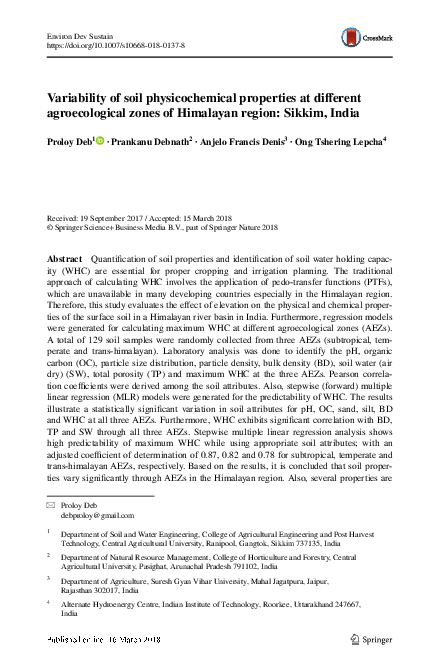 (PDF) Variability of soil physicochemical properties under different land use types in the ...