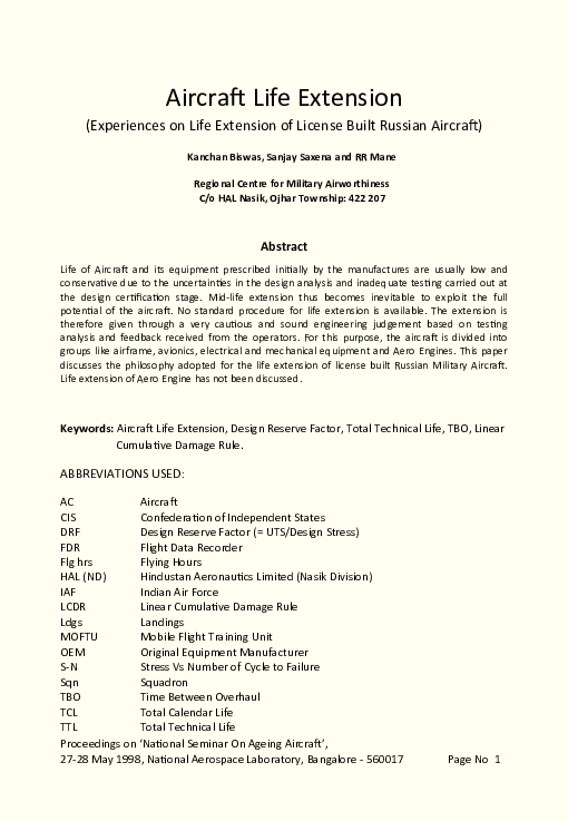 (DOC) Aircraft Life Extension - Experience on Life Extension of License ...