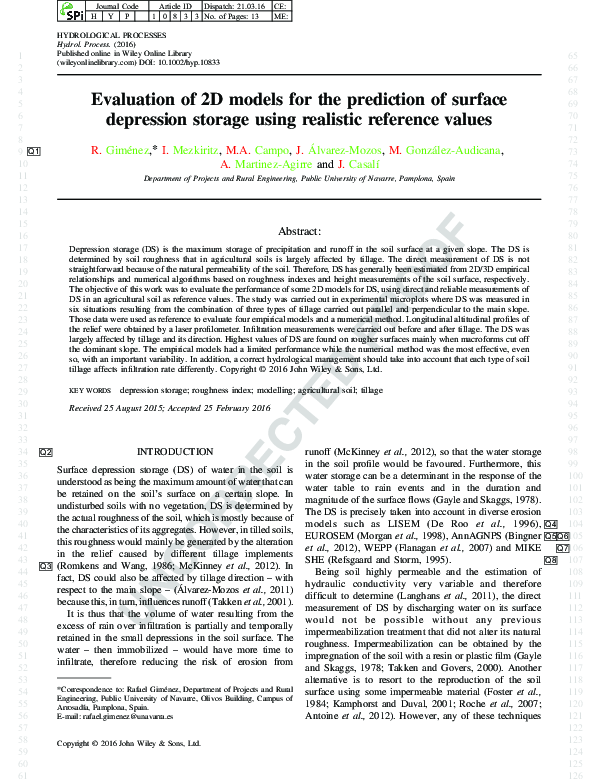 (PDF) Evaluation of 2D models for the prediction of surface depression ...