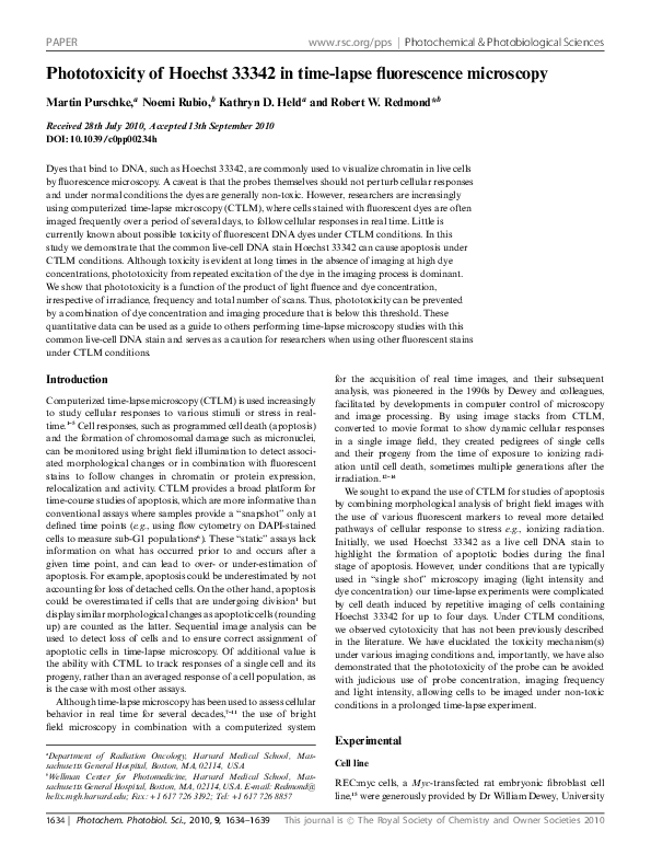 (PDF) Phototoxicity of Hoechst 33342 in time-lapse fluorescence ...