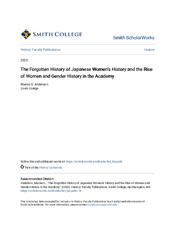 (PDF) The Forgotten History of Japanese Women's History and the Rise of ...