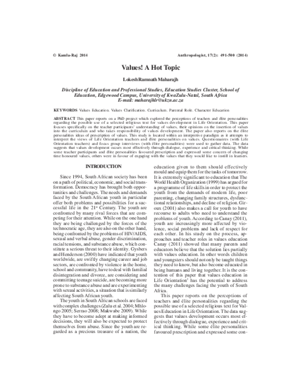 (PDF) Values! A Hot Topic