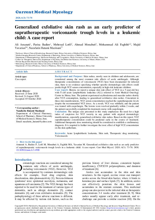 (PDF) Exfoliative Rash Predicts Voriconazole Toxicity