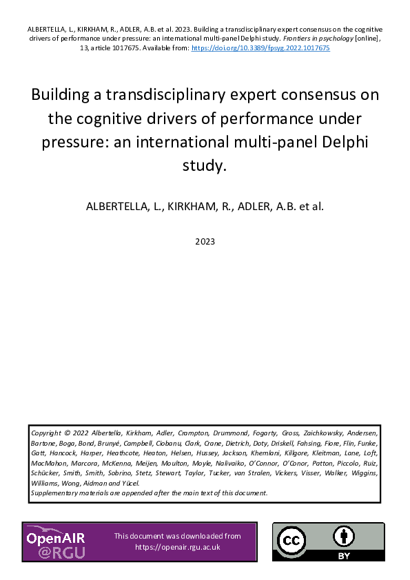 (PDF) Building a Transdisciplinary Expert Consensus on the Cognitive ...