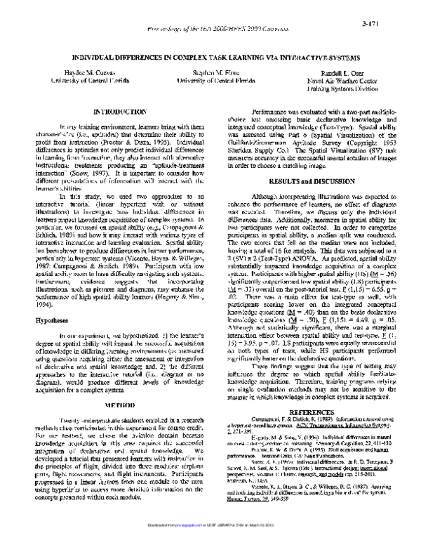 (PDF) Individual Differences in Complex Task Learning via Interactive Systems