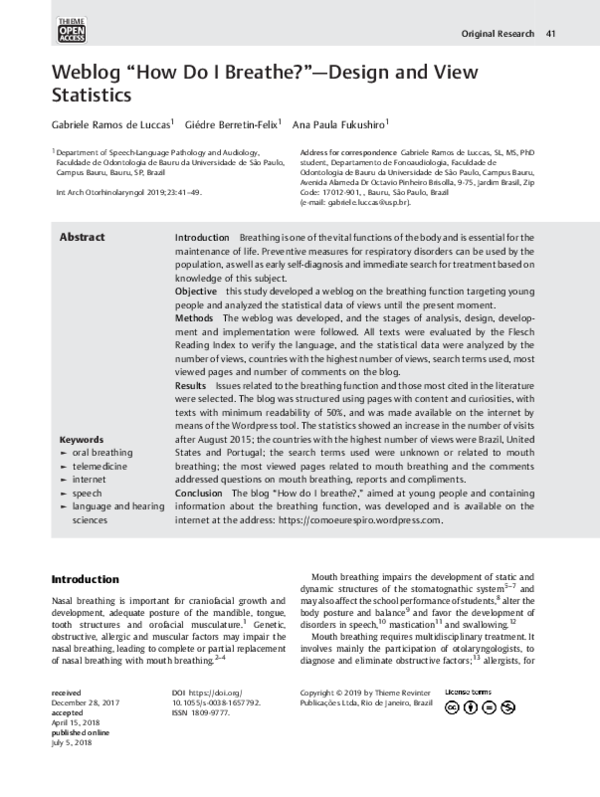 (PDF) Weblog “How Do I Breathe?”—Design and View Statistics