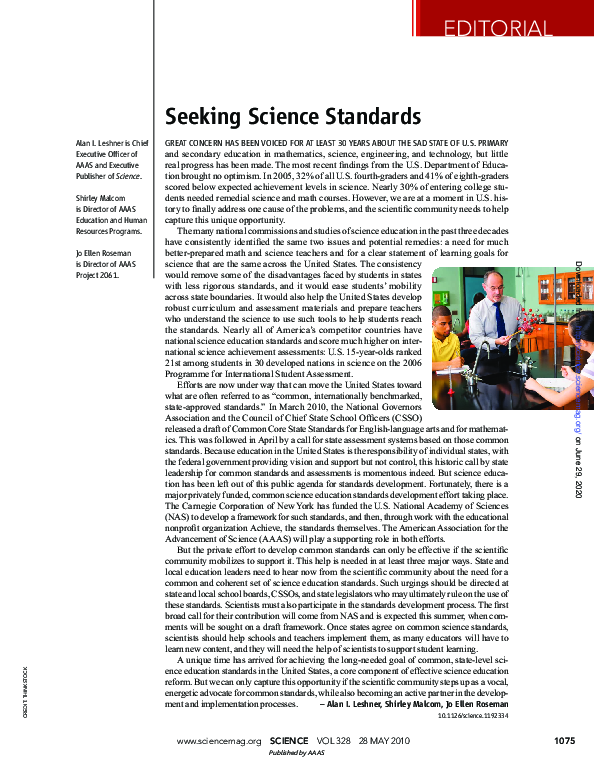 (PDF) Seeking Science Standards