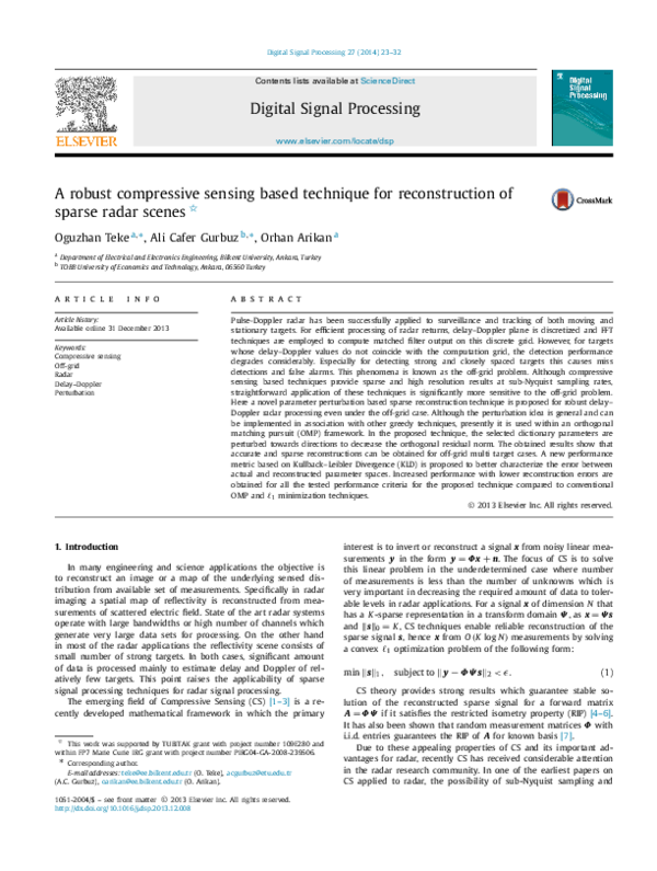 (PDF) A robust compressive sensing based technique for reconstruction ...
