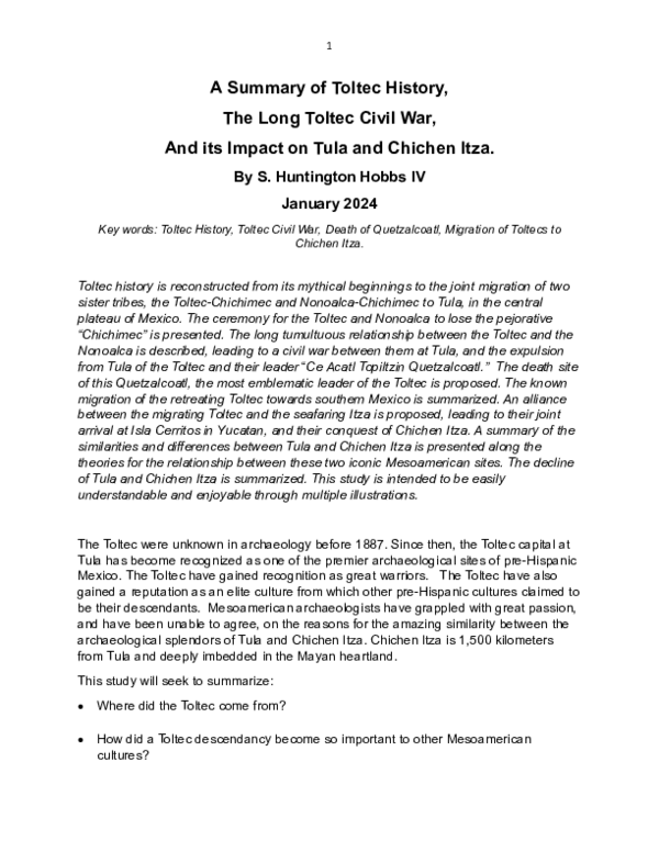 (PDF) Toltec History, The Long Toltec Civil War, And its Impact on Tula ...