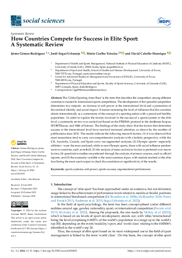(PDF) How Countries Compete for Success in Elite Sport: A Systematic Review