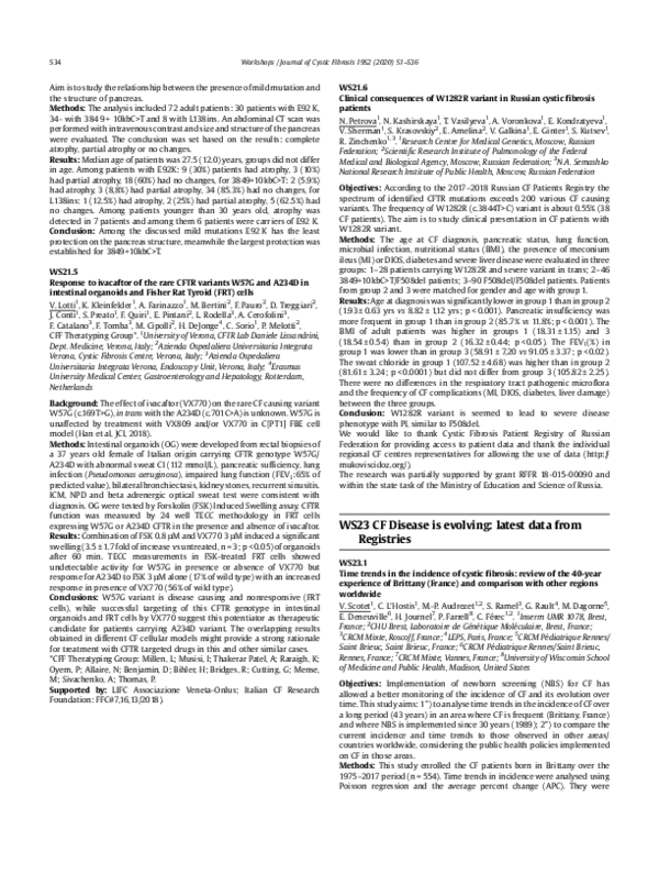(PDF) WS21.5 Response to ivacaftor of the rare CFTR variants W57G and ...