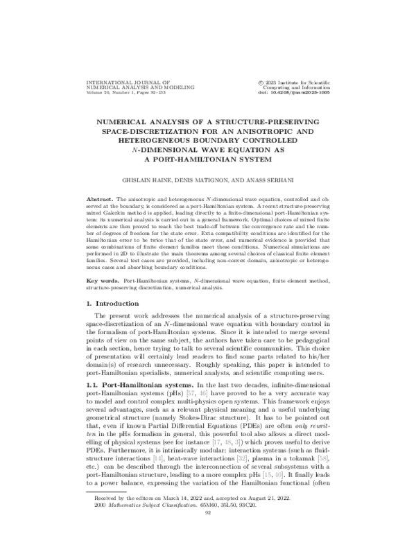 (PDF) Numerical Analysis of a Structure-Preserving Space-Discretization for an Anisotropic and ...