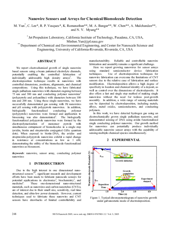 (PDF) Nanowire sensors and arrays for chemical/biomolecule detection