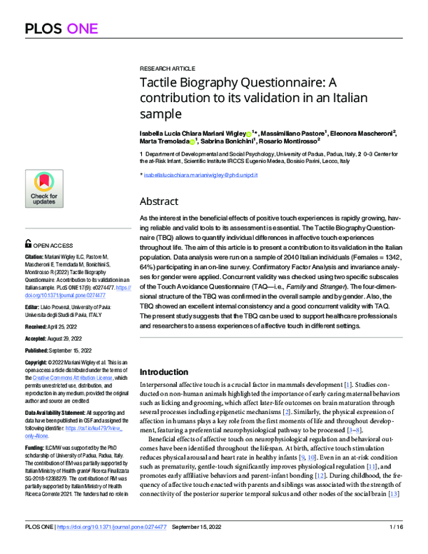 (PDF) Tactile Biography Questionnaire: A contribution to its validation ...