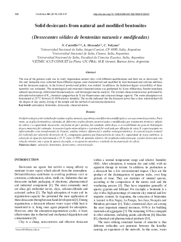 (PDF) Solid desiccants from natural and modified bentonites | Natalia ...