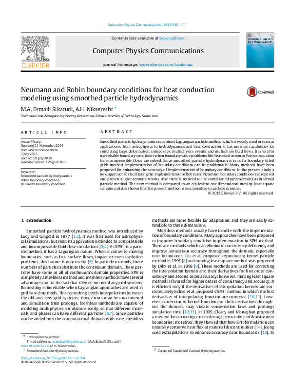 (PDF) Neumann and Robin boundary conditions for heat conduction modeling using smoothed particle ...