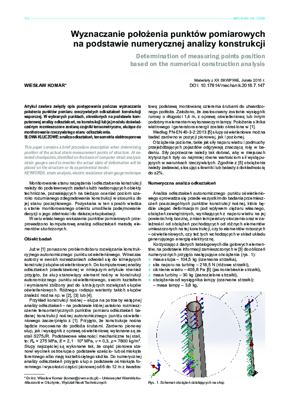 (PDF) Determination of measuring points position based on the numerical ...