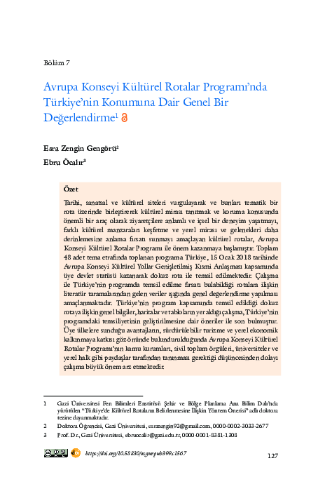 (PDF) A General Evaluation on Turkey's Position in the Cultural Routes ...