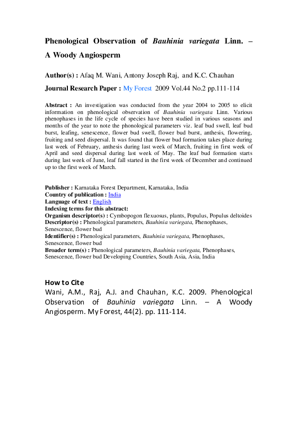 (PDF) Phenological Observation of Bauhinia variegata Linn. – A Woody ...