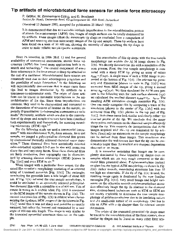 (PDF) Tip artifacts of microfabricated force sensors for atomic force ...