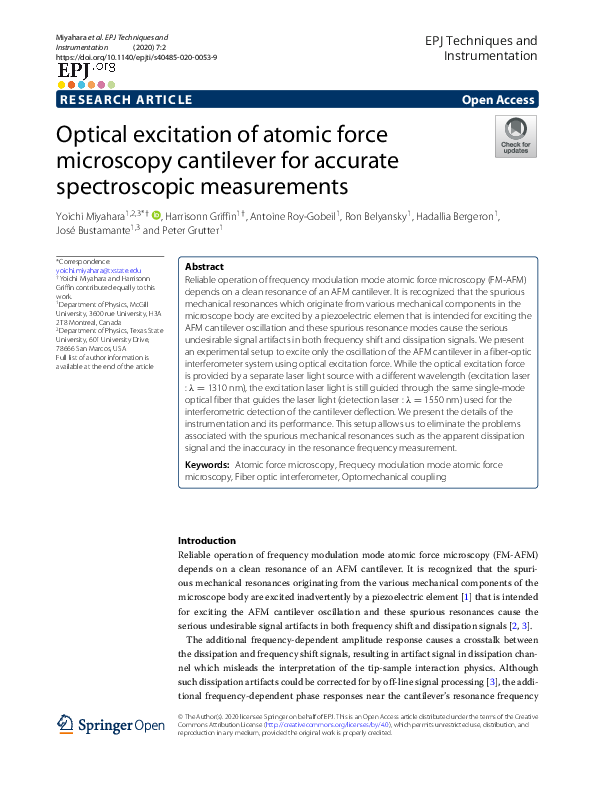 (PDF) Optical excitation of atomic force microscopy cantilever for ...