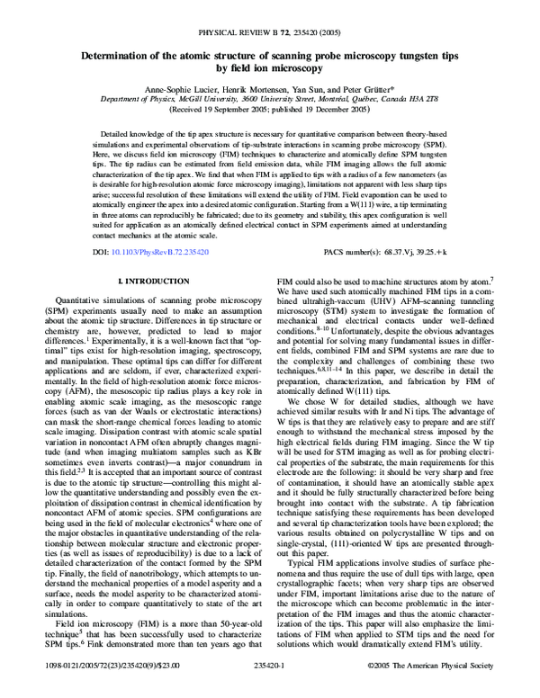 (PDF) Determination of the atomic structure of scanning probe ...