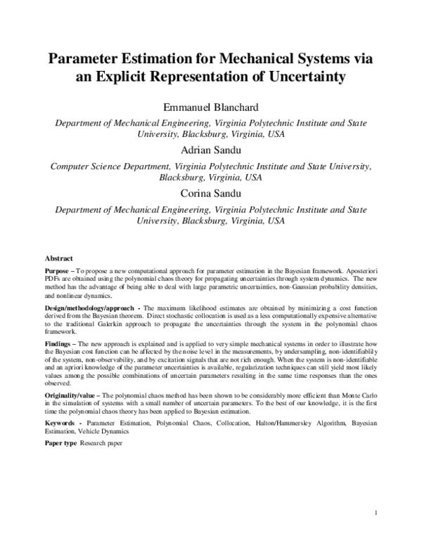 (PDF) Parameter estimation for mechanical systems via an explicit ...