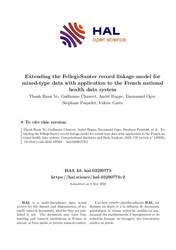 (PDF) Extending the Fellegi-Sunter record linkage model for mixed-type ...