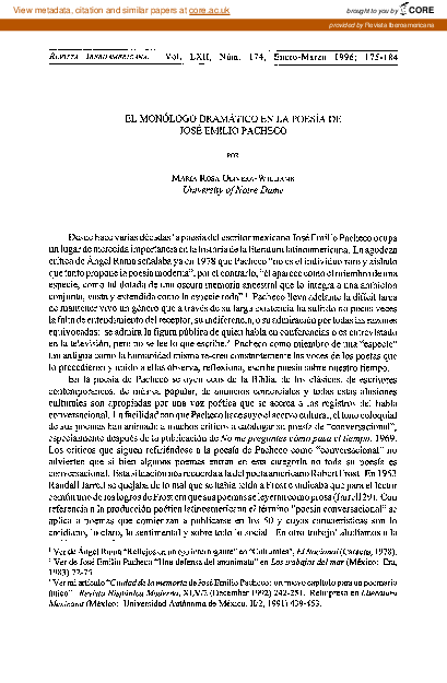 (PDF) El monólogo dramático en la poesía de José Emilio Pacheco