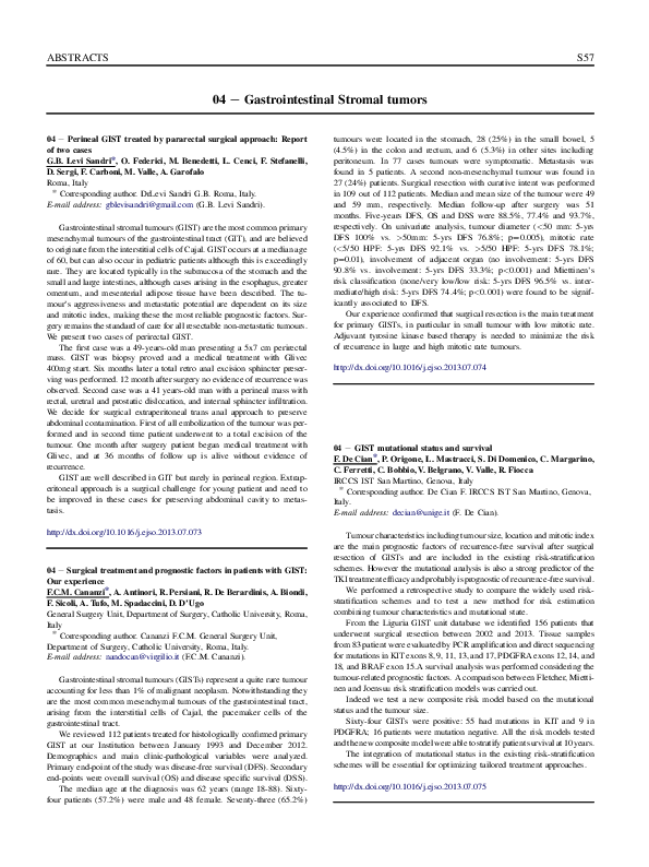 (PDF) GIST mutational status and survival