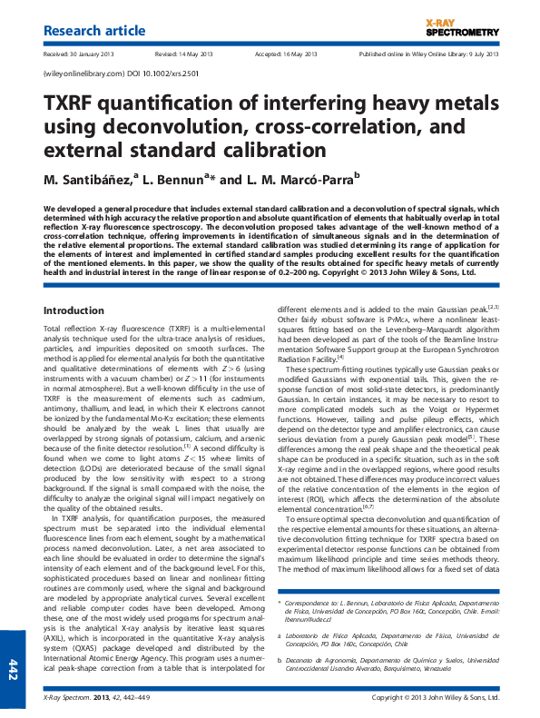 (PDF) TXRF quantification of interfering heavy metals using ...