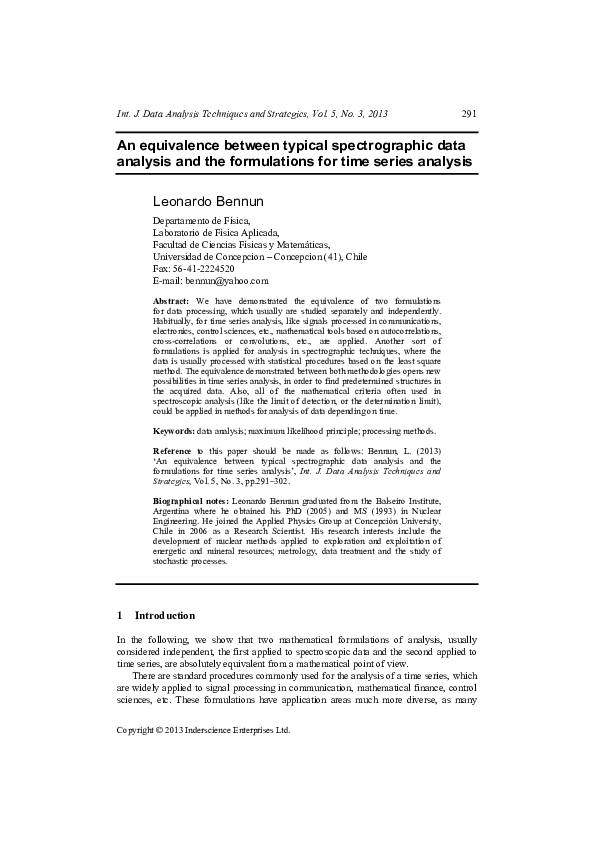 (PDF) An equivalence between typical spectrographic data analysis and ...