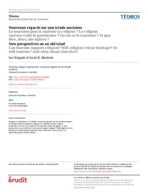 (PDF) Nouveaux regards sur une triade ancienne