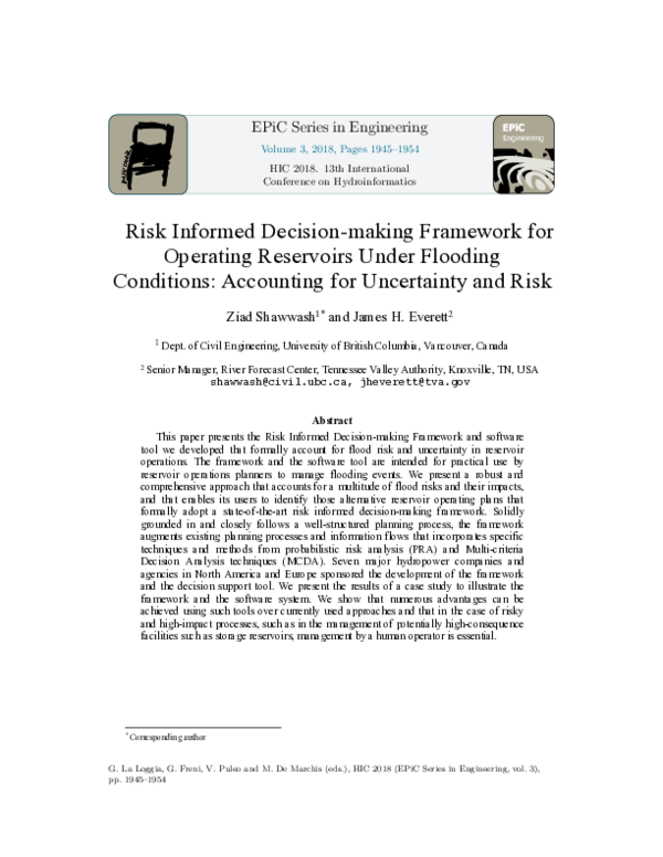 (PDF) Risk Informed Decision-Making Framework for Operating Reservoirs ...