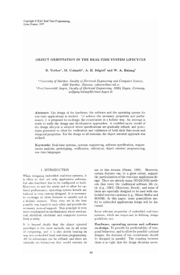 Pdf Object Orientation In The Real Time System Lifecycle 