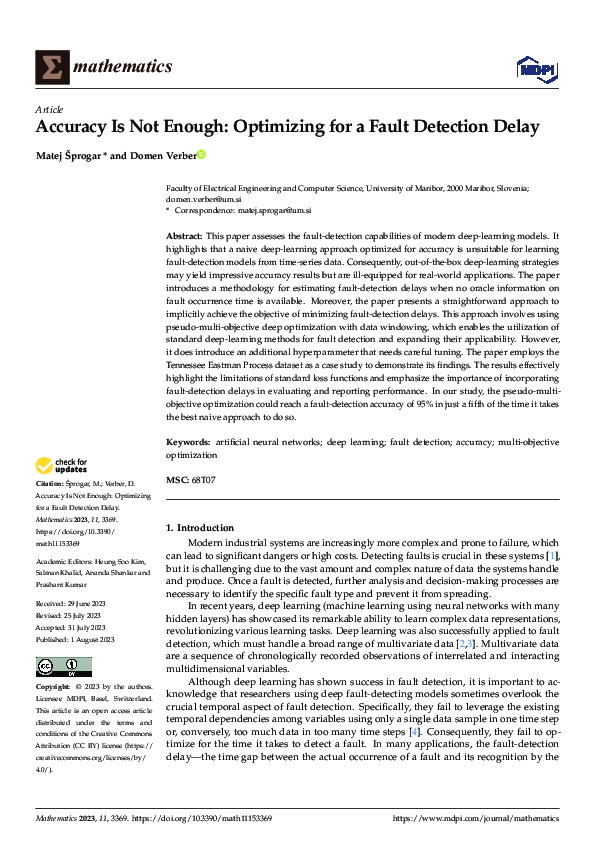 (PDF) Accuracy Is Not Enough: Optimizing for a Fault Detection Delay