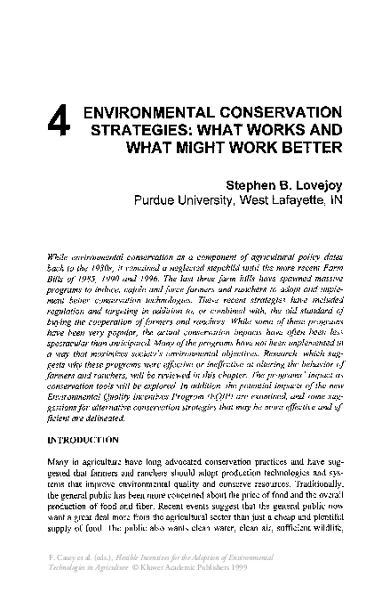 (PDF) Environmental Conservation Strategies: What Works and What Might ...