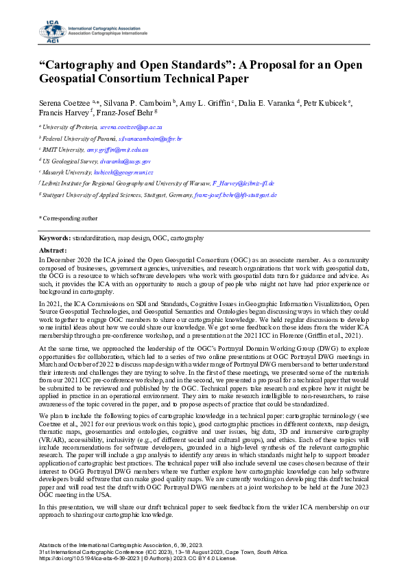 (PDF) “Cartography and Open Standards”: A Proposal for an Open Geospatial Consortium Technical Paper