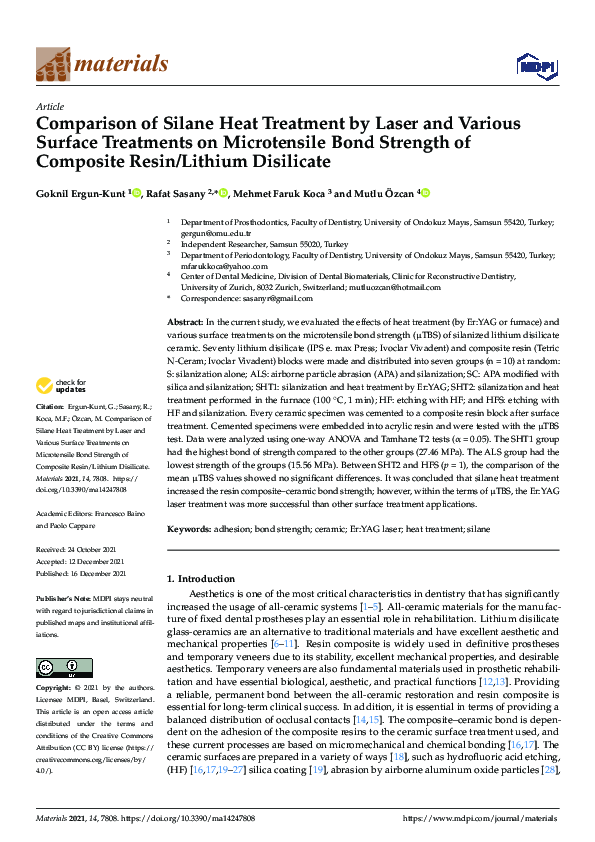 (PDF) Comparison of Silane Heat Treatment by Laser and Various Surface ...