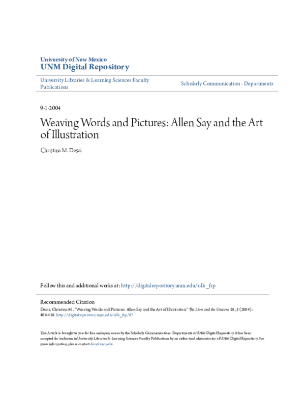 (PDF) Weaving Words and Pictures: Allen Say and the Art of Illustration