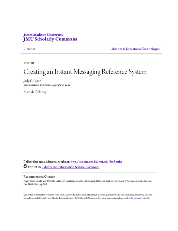 (PDF) Site Search and Instant Messaging Reference