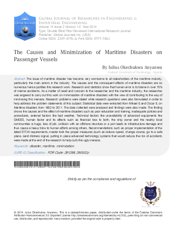 (PDF) The Causes and Minimization of Maritime Disasters on Passenger ...